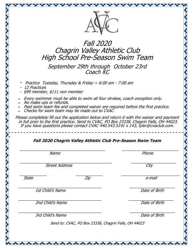 CVAC High School Pre_Seaon Swim Team Fall 2020 - Chagrin Valley ...